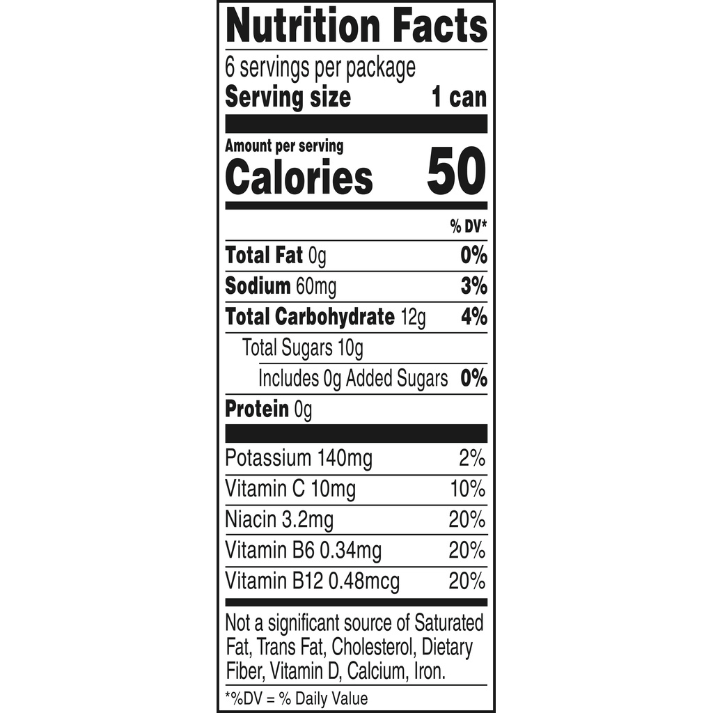 V8 Plus Energy Juice Drink, Pomegranate Blueberry-Nutrition-Facts