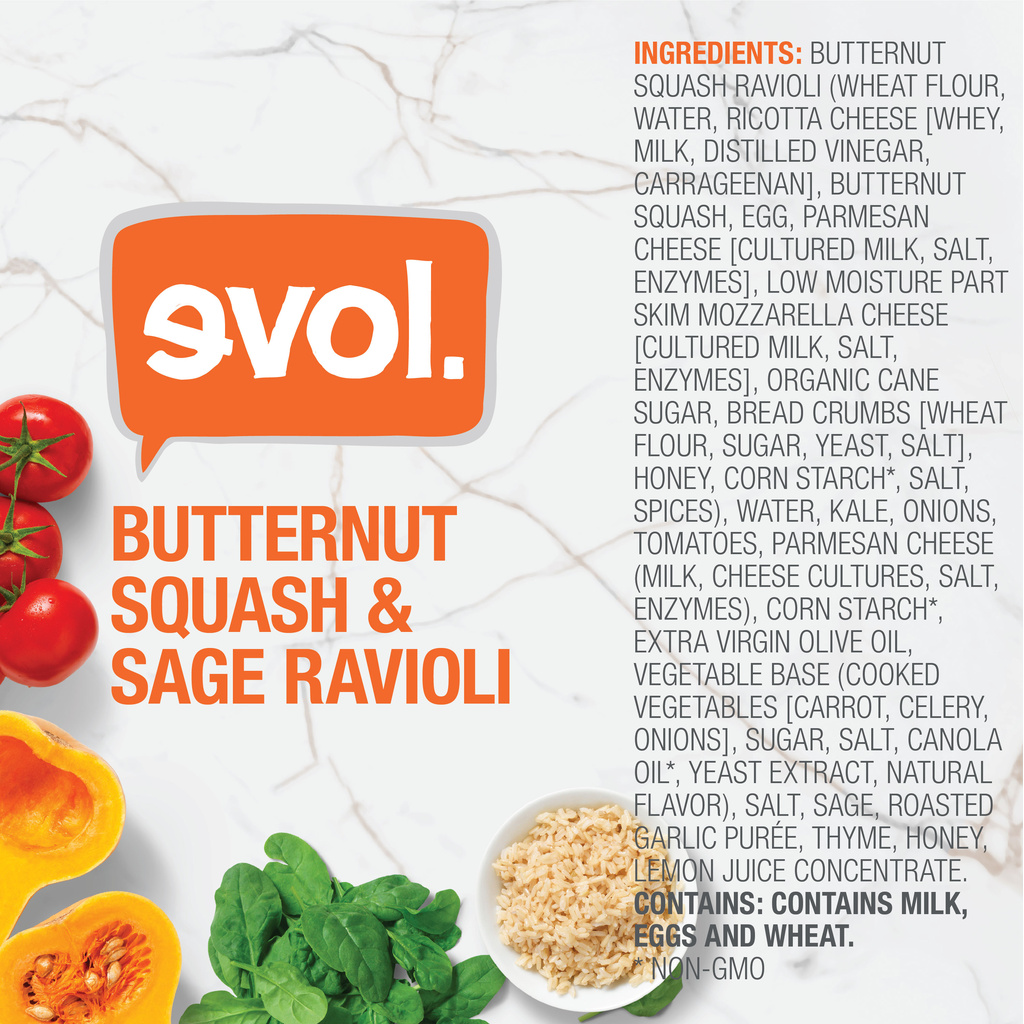 Evol. Ravioli, Butternut Squash-Ingredients