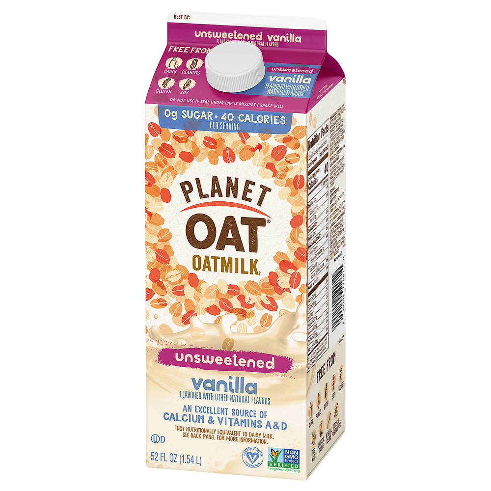 Planet Oat Oatmilk, Vanilla, Unsweetened-Front-Right-Elevated
