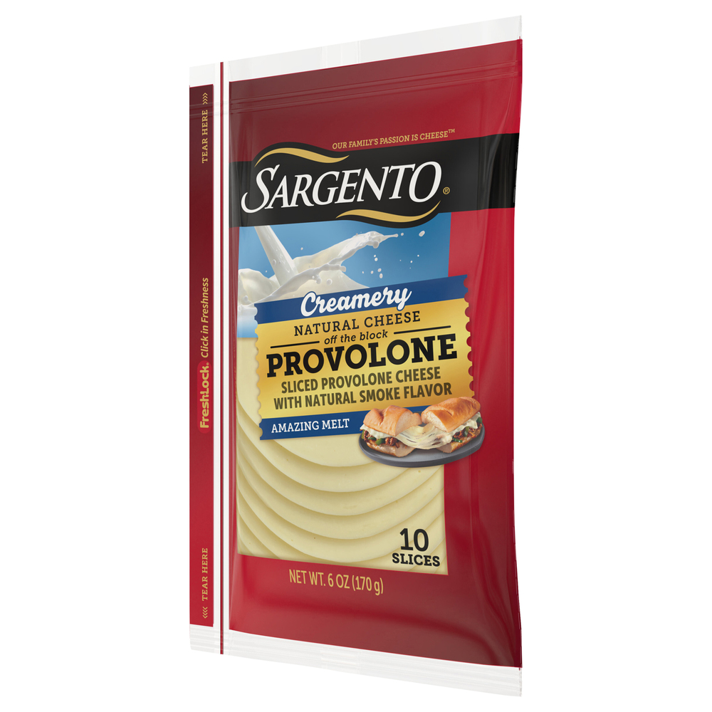 Sargento Off the Block Natural Cheese, Provolone, Creamery, Sliced ...