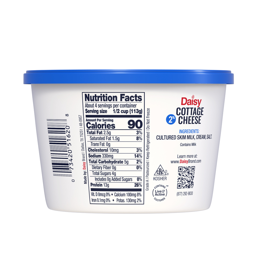 Daisy Pure & Natural Cottage Cheese, Low Fat, Small Curd, 2% Milkfat ...