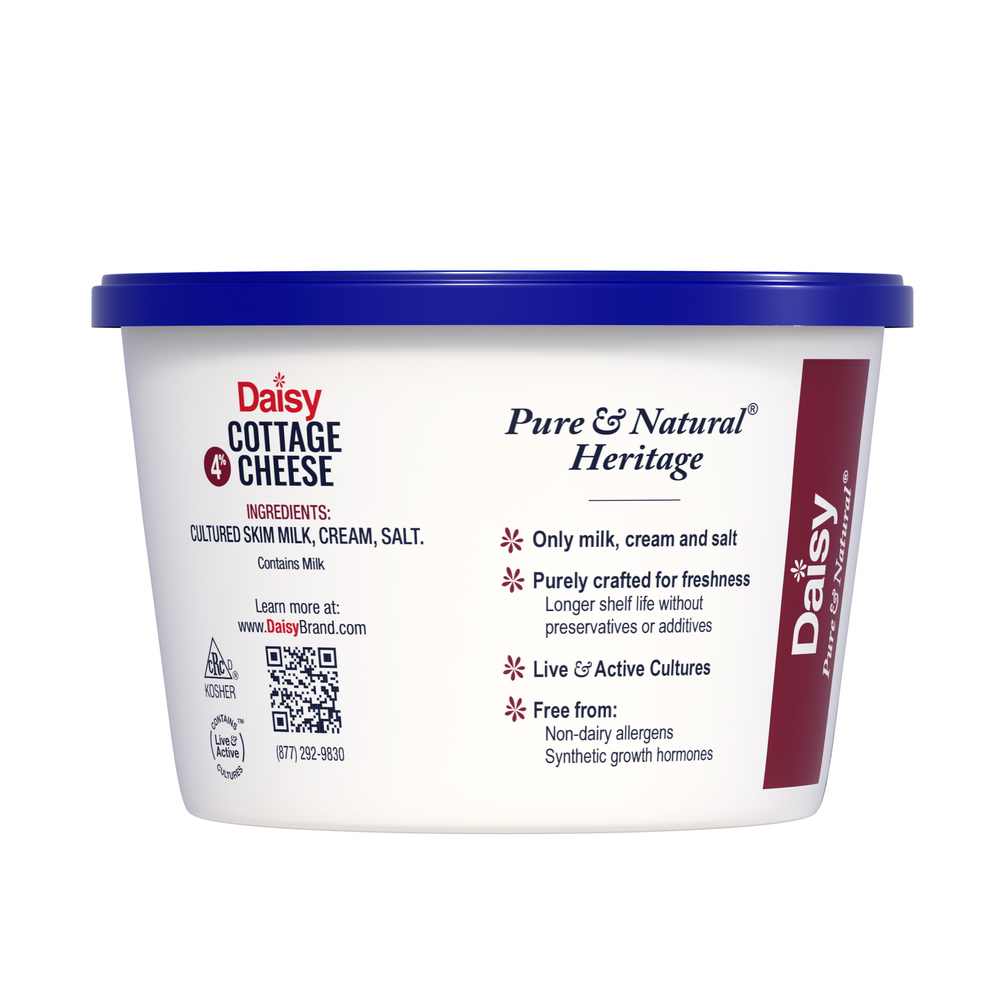 Daisy Pure & Natural Cottage Cheese, Small Curd, 4% Milkfat Minimum ...