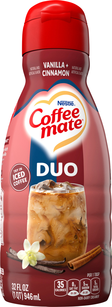 Coffee-Mate Creamer, Non-Dairy, Vanilla + Cinnamon, Duo-Planogram-Left