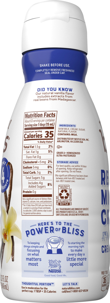 Coffee-Mate Natural Bliss Creamer, Vanilla-Planogram-Left