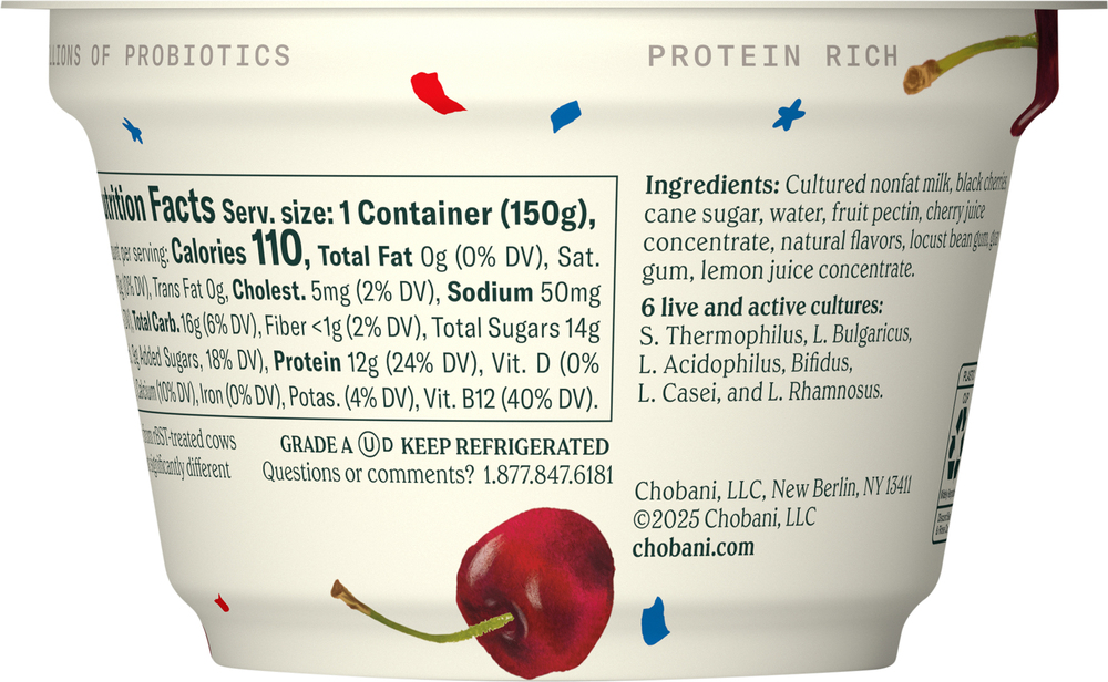 Chobani Nonfat Greek Black Cherry Yogurt-Planogram-Back