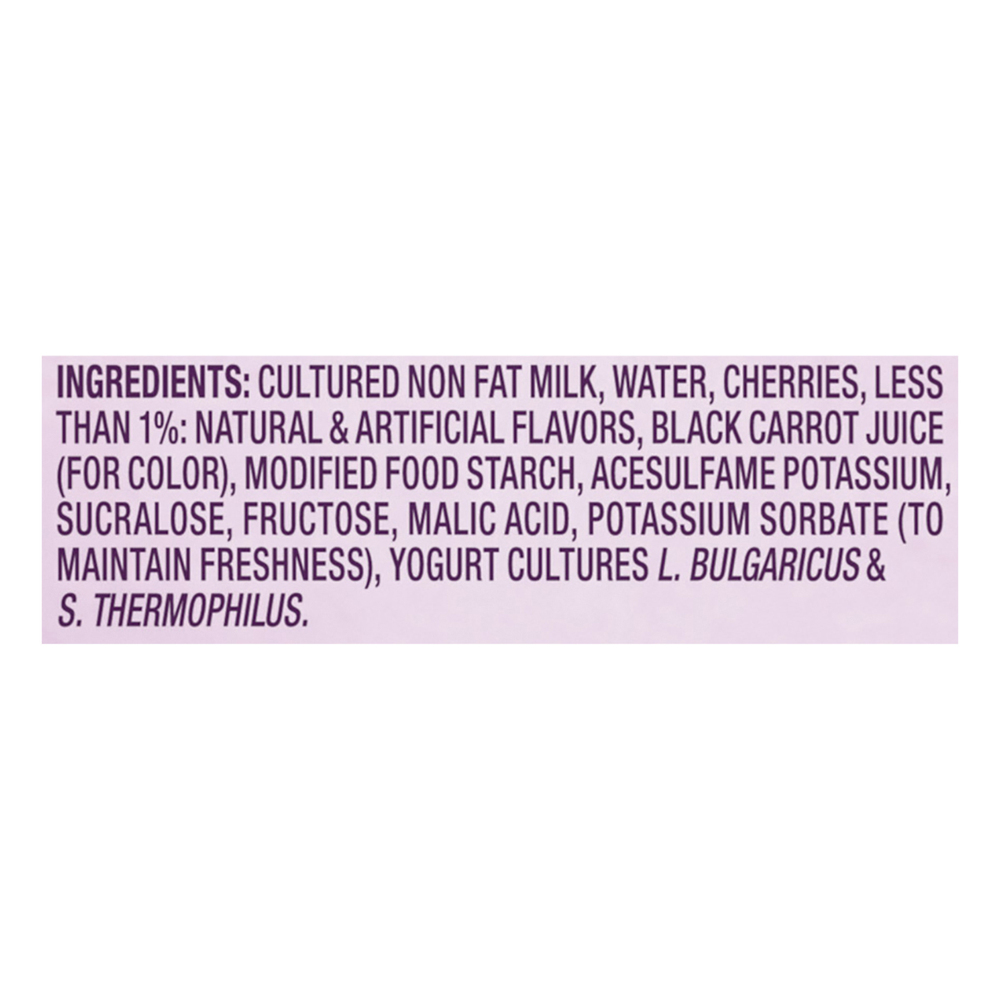 Dannon Light + Fit Yogurt, Cherry, Greek-Ingredients