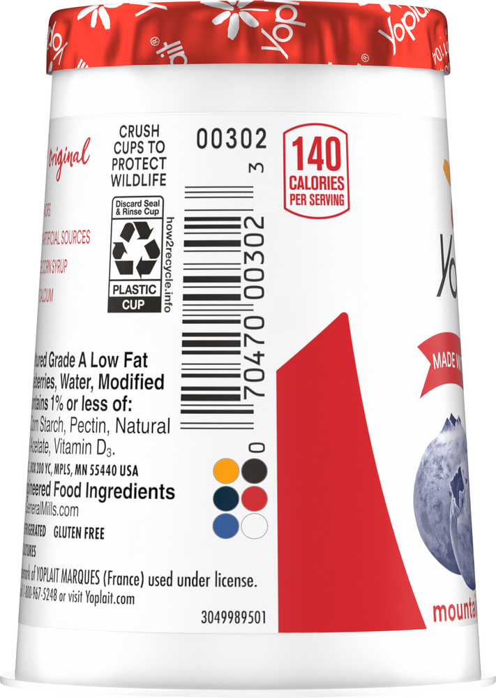 Yoplait Original Yogurt, Low Fat, Mountain Blueberry-Planogram-Left