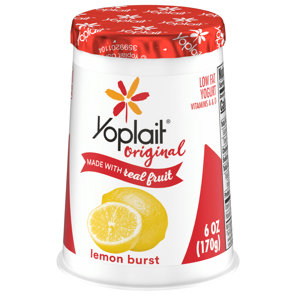 Yoplait Original Yogurt, Low Fat, Lemon Burst-Front-Right-Elevated