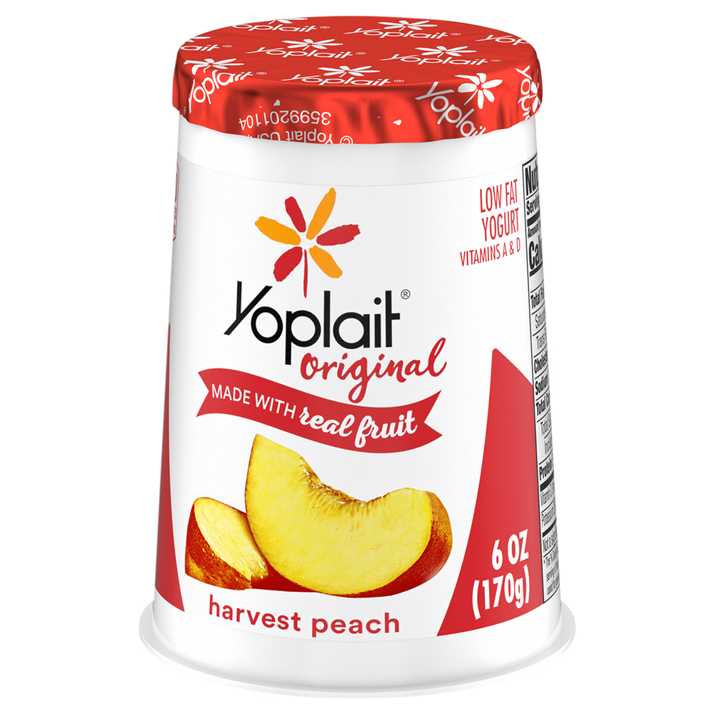 Yoplait Original Yogurt, Low Fat, Harvest Peach-Front-Right-Elevated