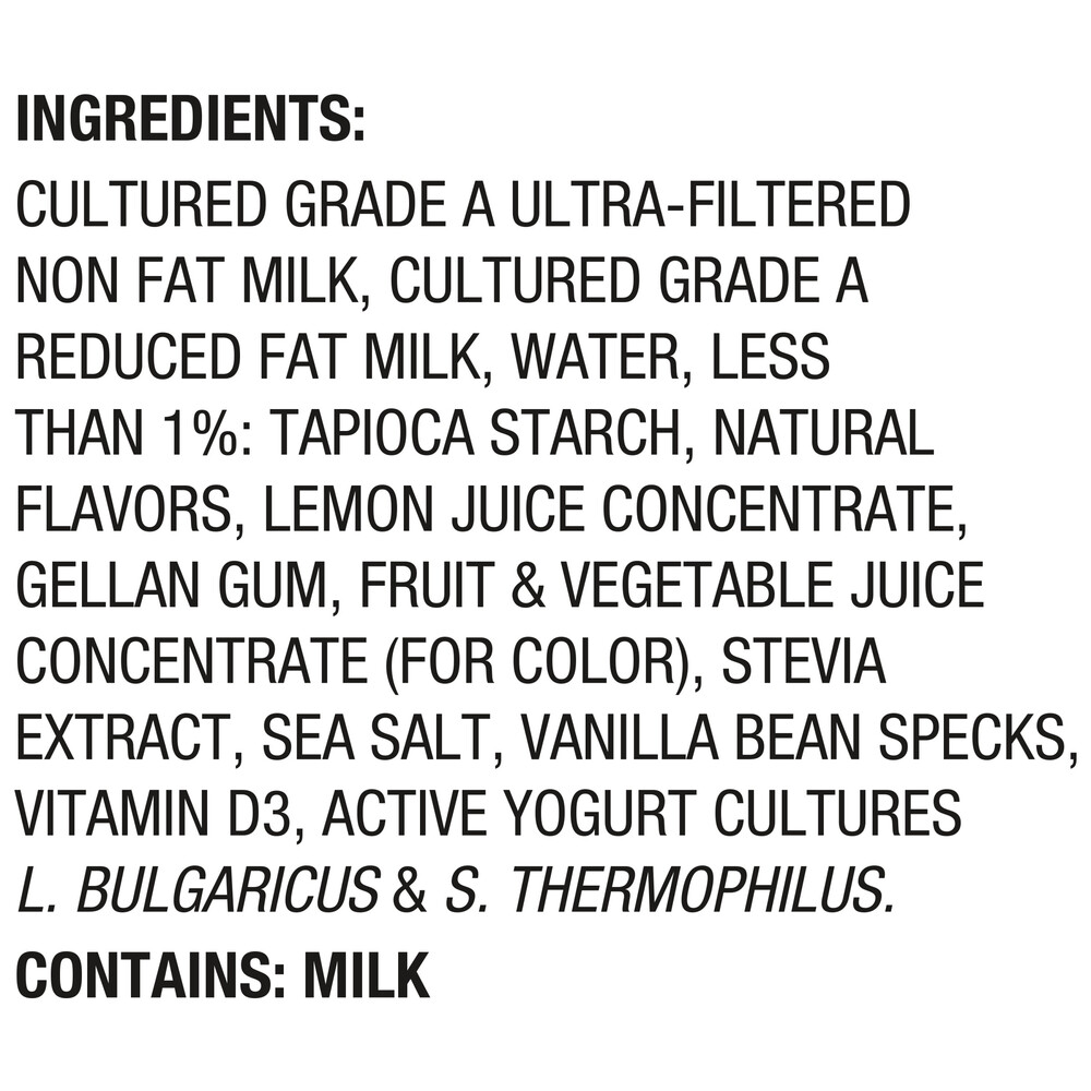 Too Good & Co. Yogurt, Blended, Vanilla-Ingredients