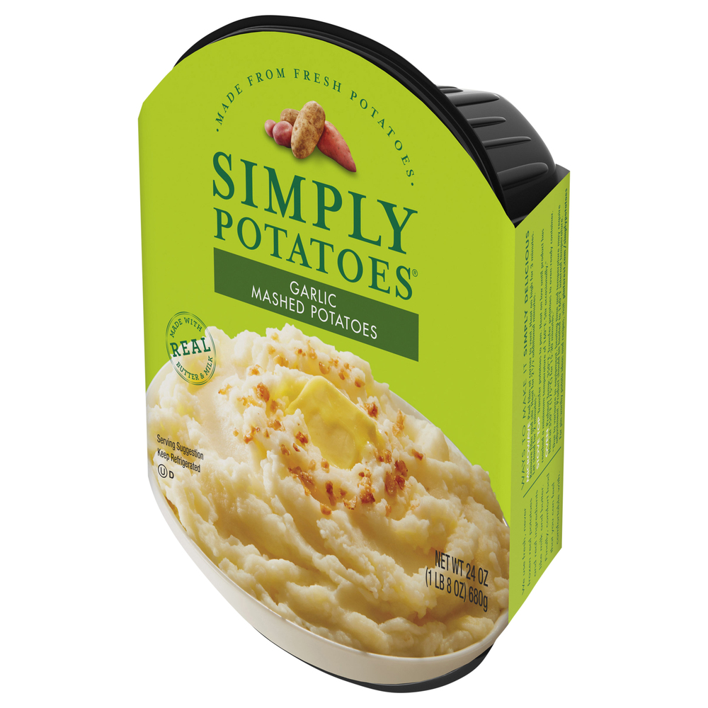Simply Potatoes Mashed Potatoes, Garlic-Front-Right-Elevated