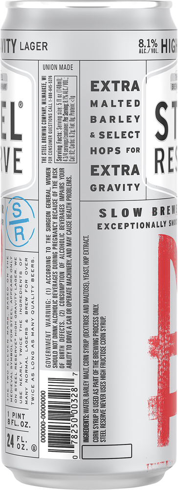 Steel Reserve 211 Beer, Lager, High Gravity, 211-Planogram-Left