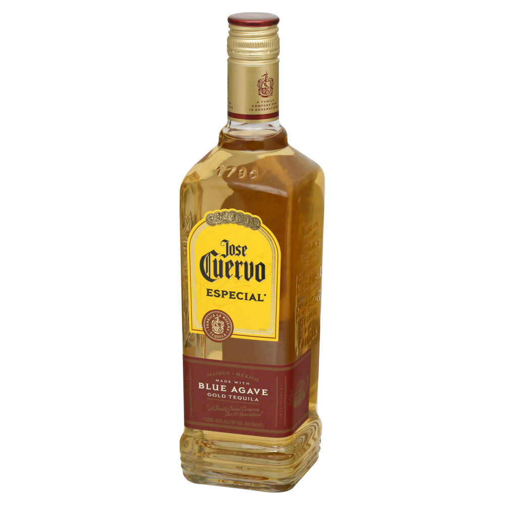 Jose Cuervo Tequila, Gold, Especial, Blue Agave-Front-Right-Elevated