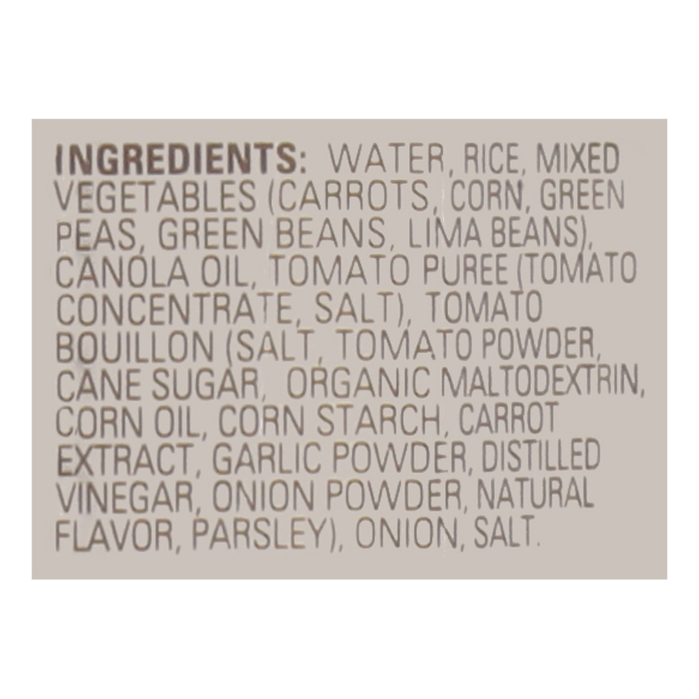 Del Real Rice with Vegetables-Ingredients
