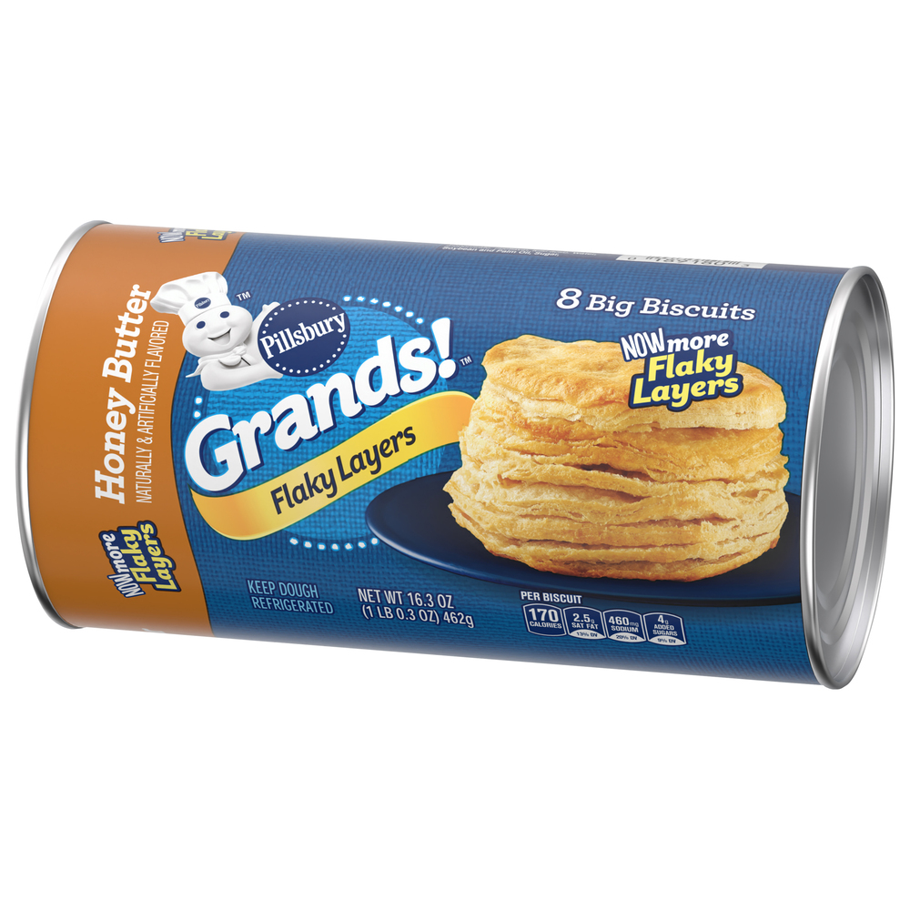 Pillsbury Grands! Biscuits, Honey Butter, Flaky Layers-Front-Right-Elevated