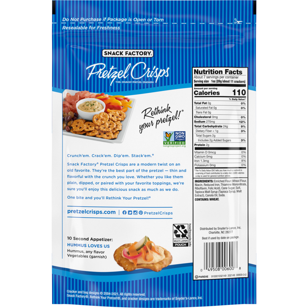 Pretzel Crisps Pretzel, Original, Deli Style-Planogram-Back