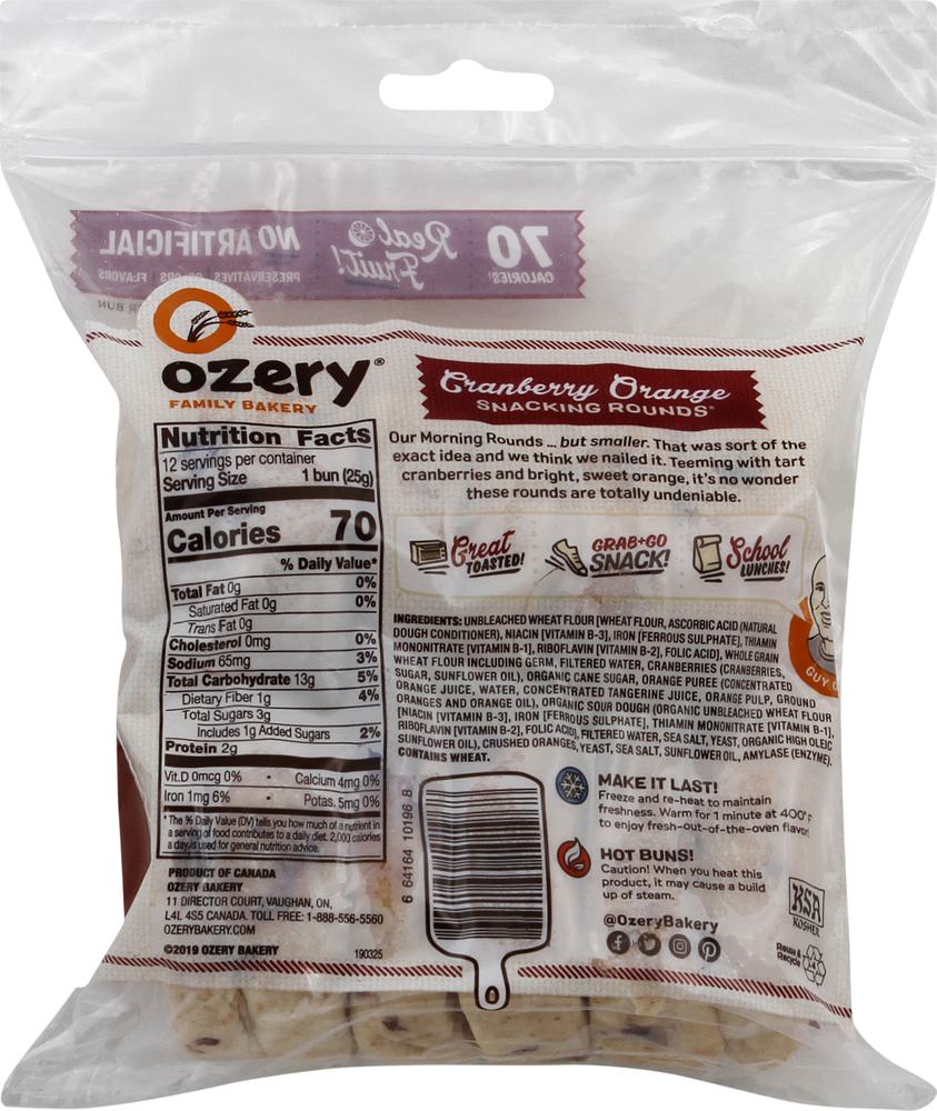 Ozery Bakery Snacking Rounds Snack Buns, Fruit & Grain, Cranberry ...
