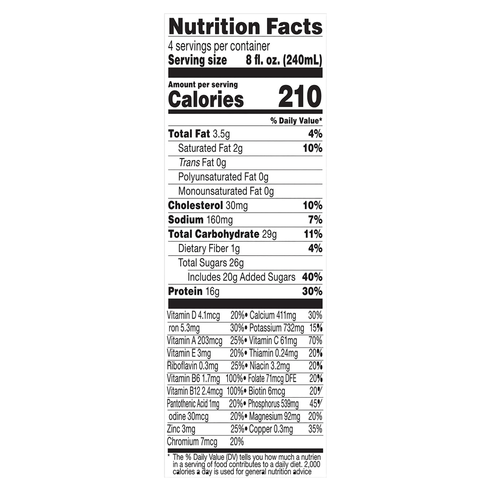 Bolthouse Farms Protein Plus Protein Shake, Chocolate-Nutrition-Facts
