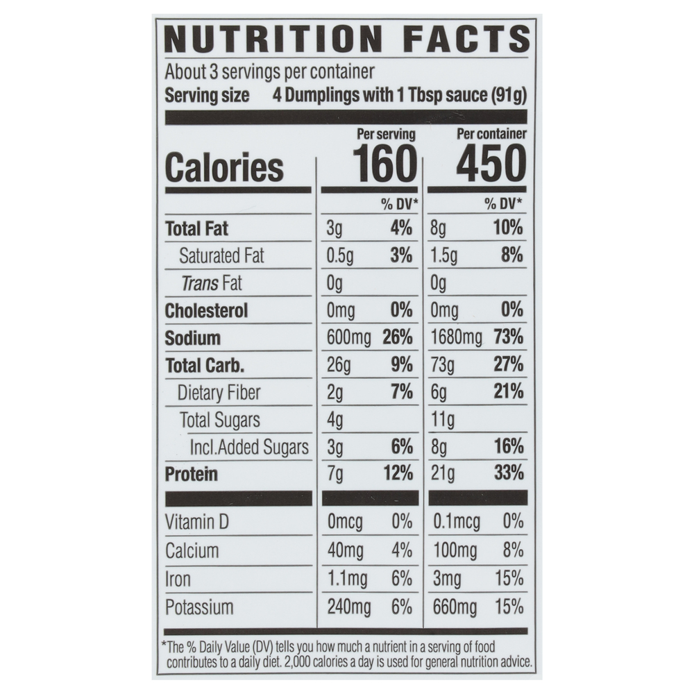 Nasoya Tofu Vegetable Dumplings Nutrition Facts at Caitlyn Lavater blog