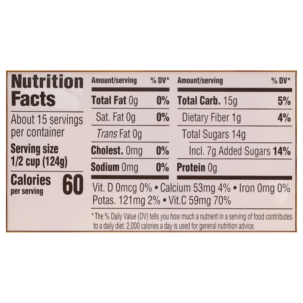 Del Monte Mango Chunks-Nutrition-Facts