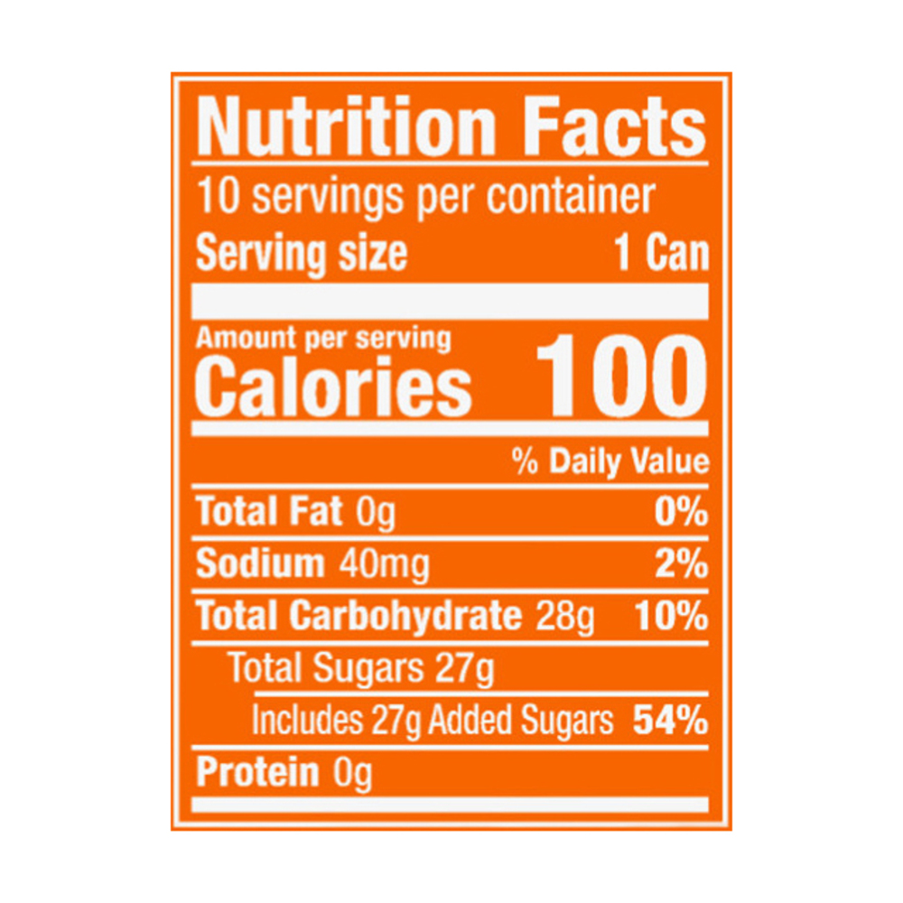 Sunkist Soda, Orange, Mini-Nutrition-Facts