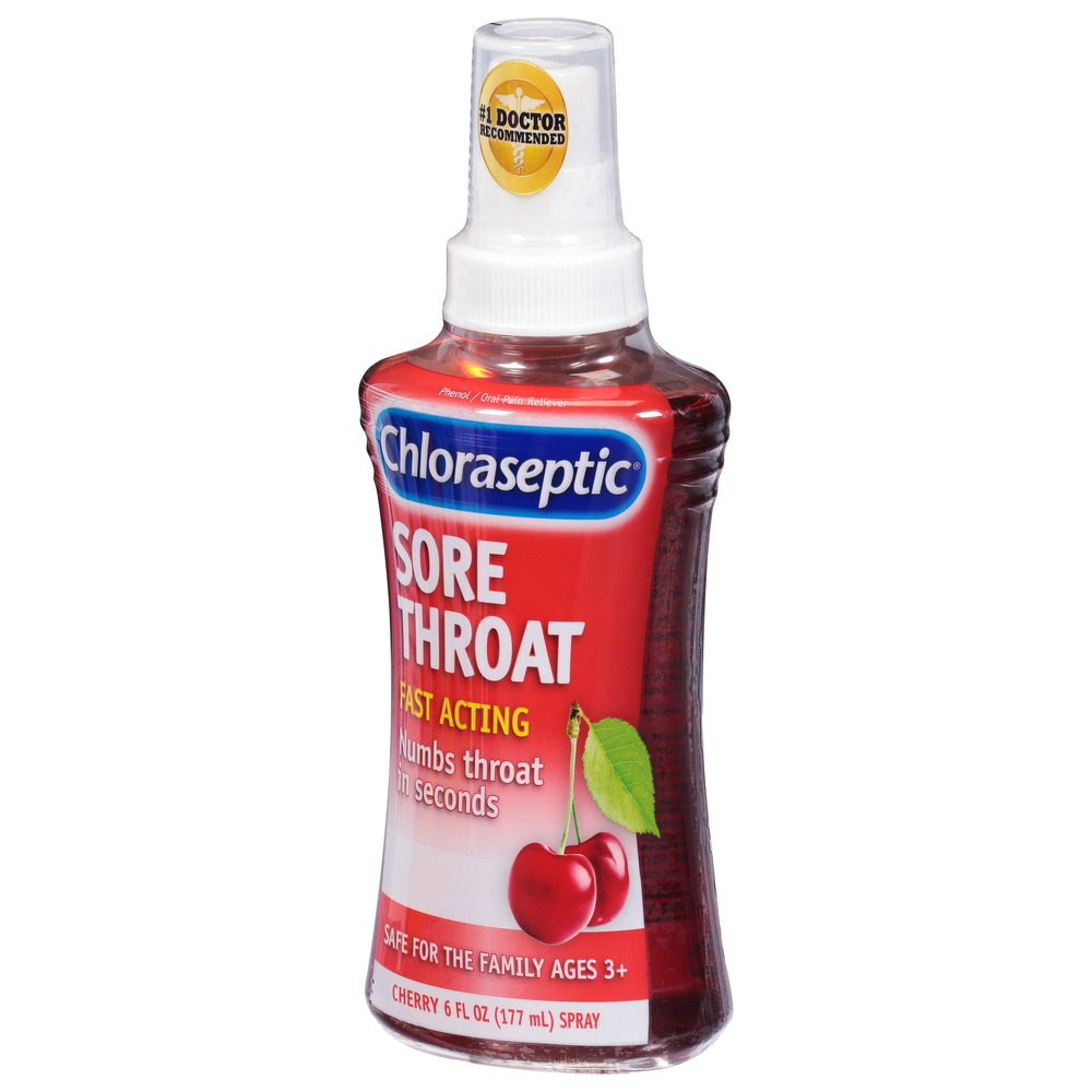 Chloraseptic Sore Throat, Cherry, Spray-Front-Right-Elevated