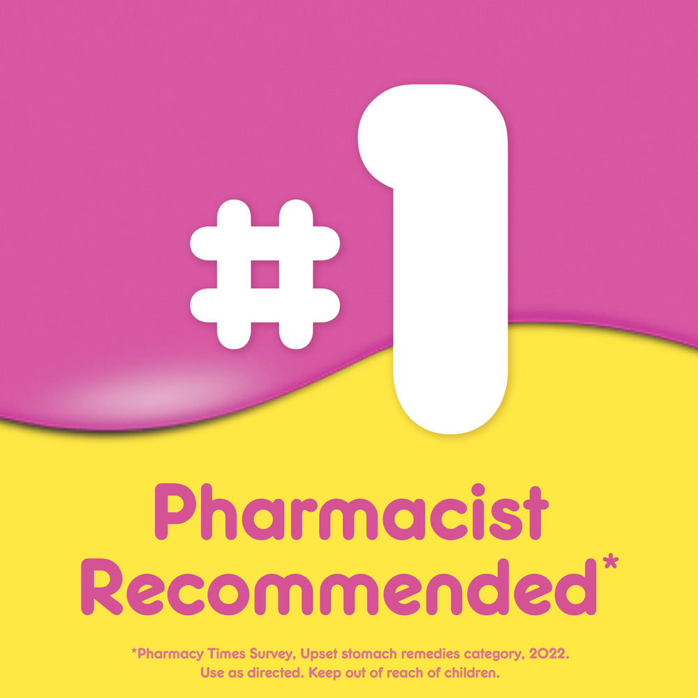 Pepto Bismol Upset Stomach Reliever/Antidiarrheal, Chewable Tablets, 5 ...