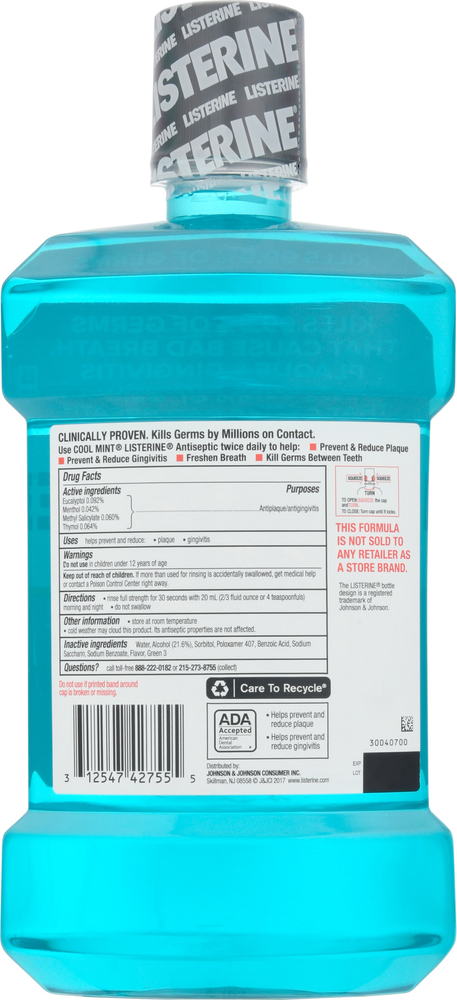 listerine mouthwash ingredients label