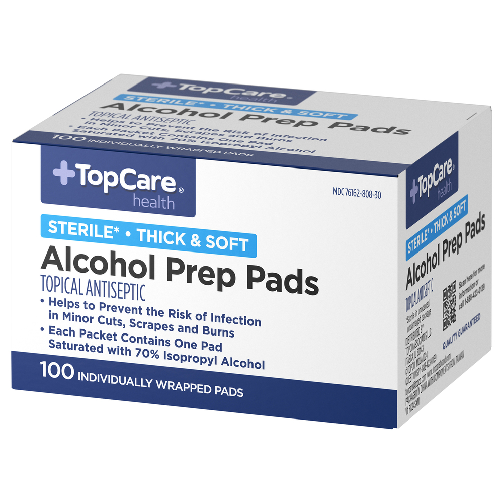TopCare HEALTH Sterile Thick & Soft Alcohol Prep Pads-Front-Right-Elevated