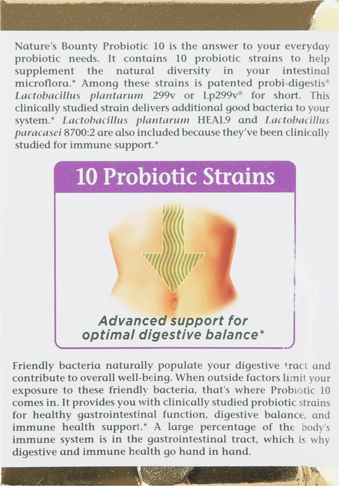 Nature's Bounty Probiotic 10, Ultra Strength, Capsules-Planogram-Left