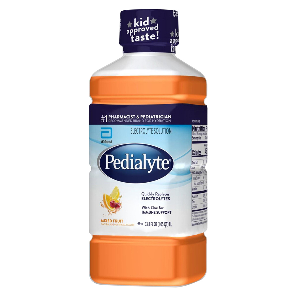 Pedialyte Electrolyte Solution, Mixed Fruit-Front-Right-Elevated
