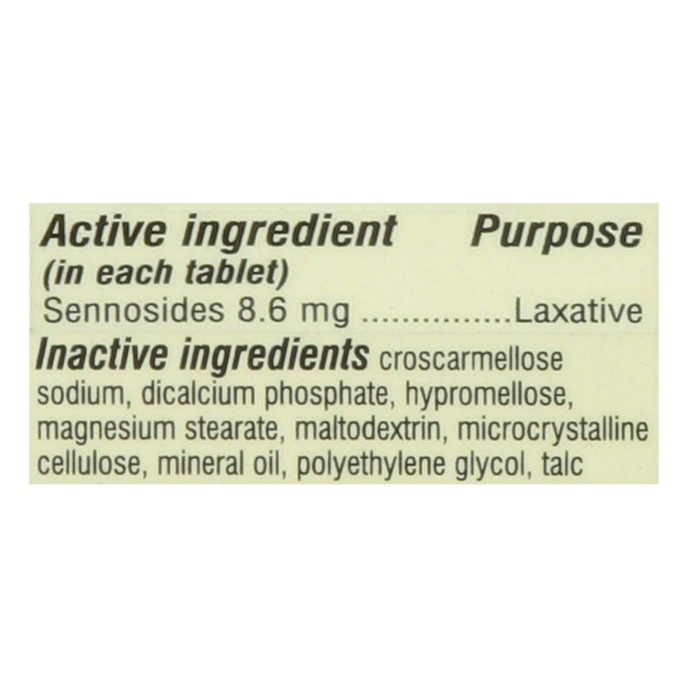 Senokot Laxative, Regular Strength, 8.6 mg, Tablets, Value Size-Ingredients