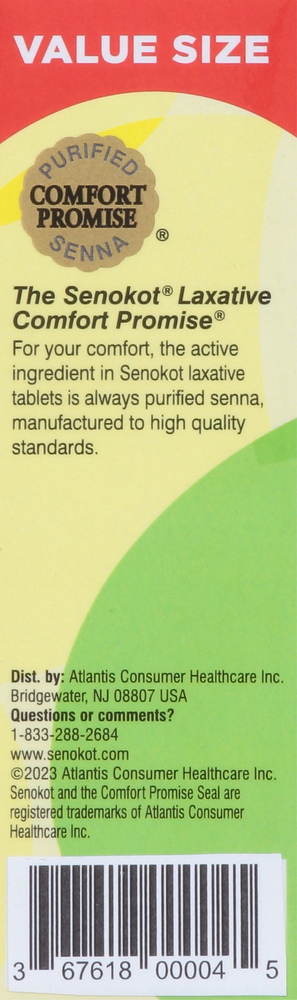 Senokot Laxative, Regular Strength, 8.6 mg, Tablets, Value Size ...