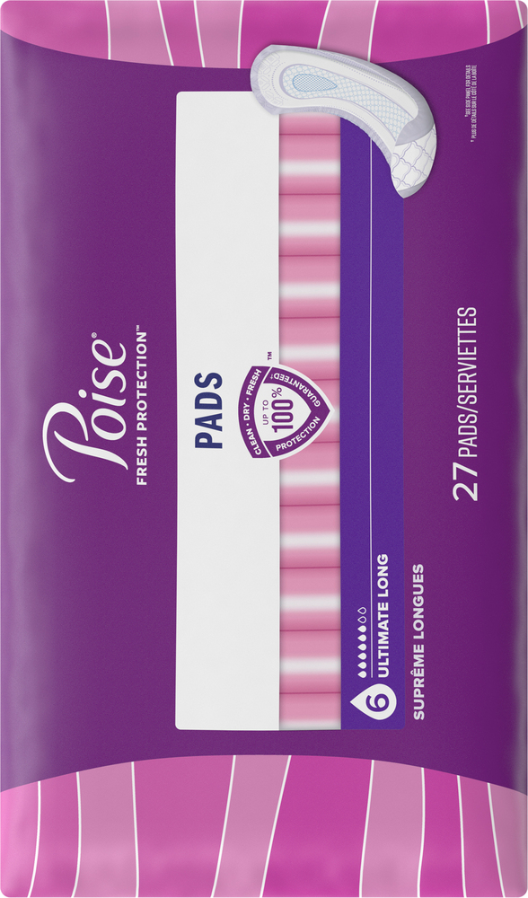 Poise Fresh Protection Pads, Ultimate, Long-Planogram-Back