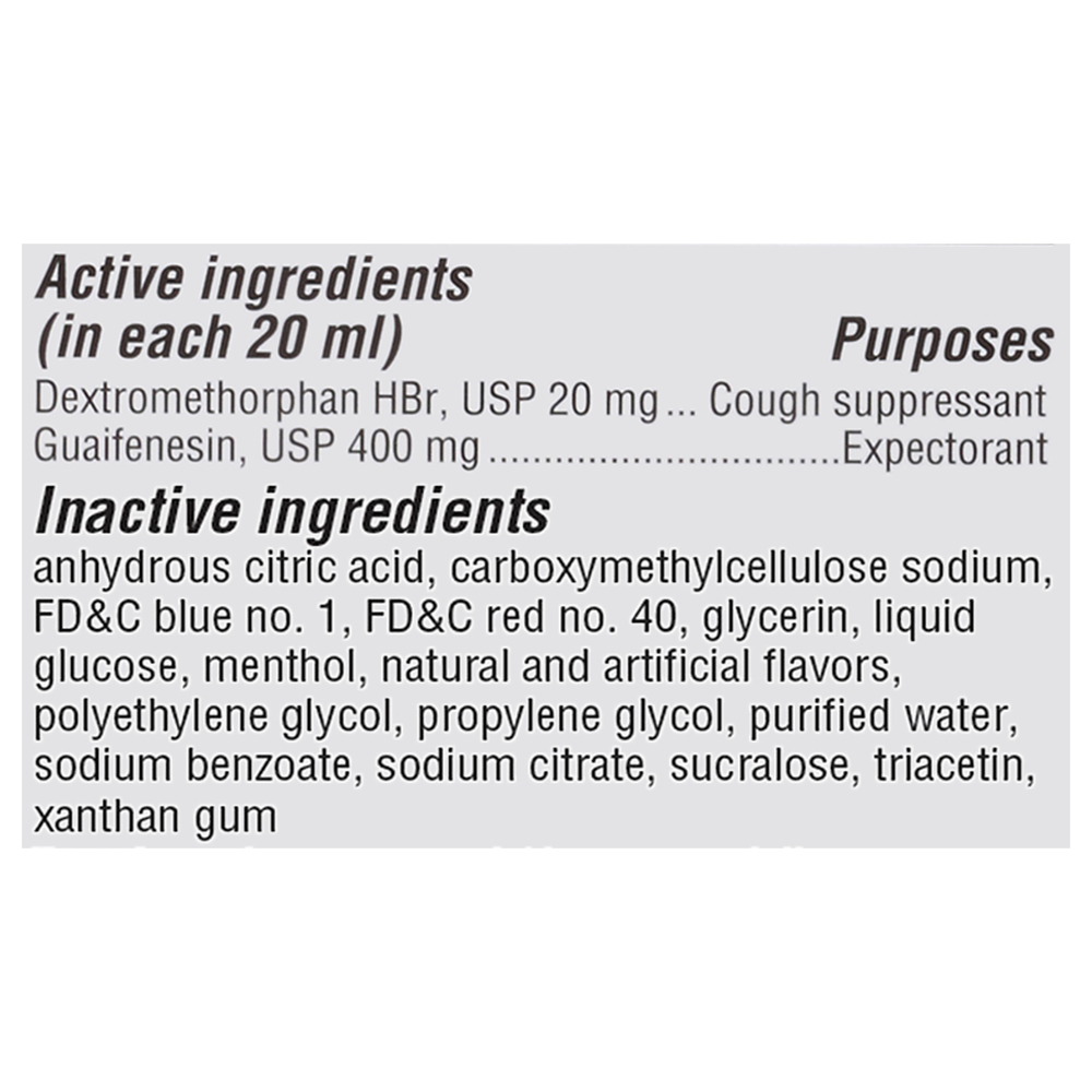 Robitussin Cough + Chest Congestion DM, Maximum Strength, Adult-Ingredients