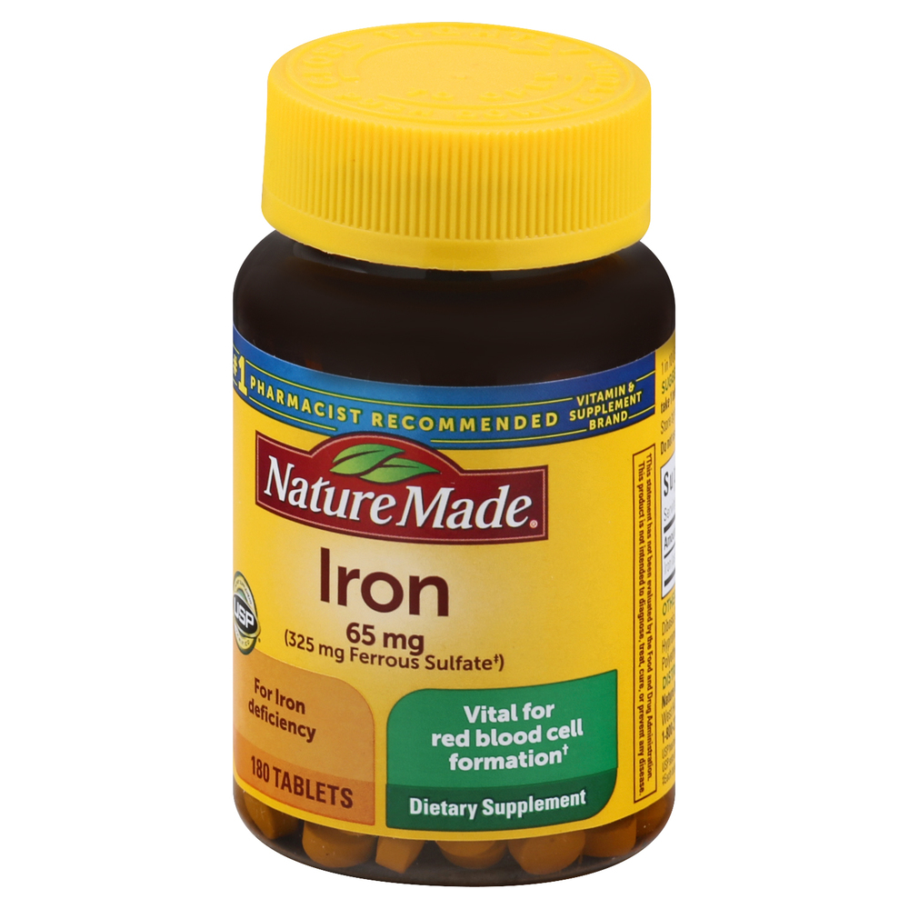 Nature Made Iron, 65 mg, Tablets-Front-Right-Elevated