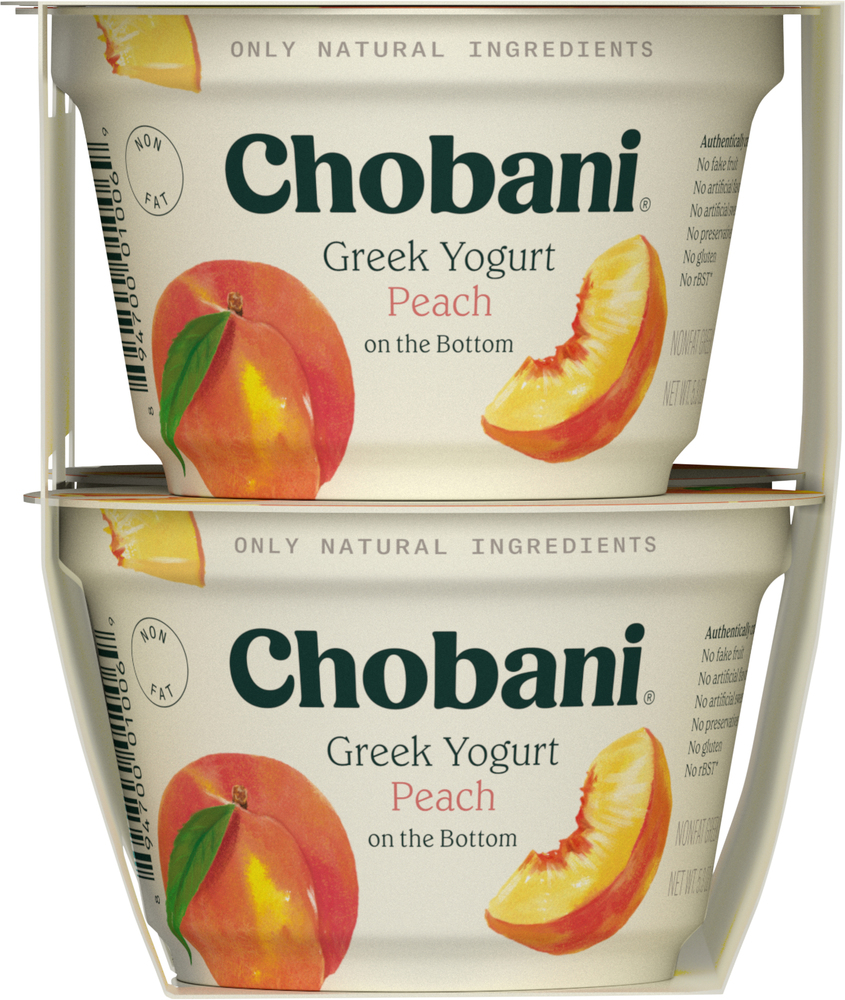 Chobani Yogurt, Greek, Nonfat, Peach on the Bottom, 4 Value Pack ...