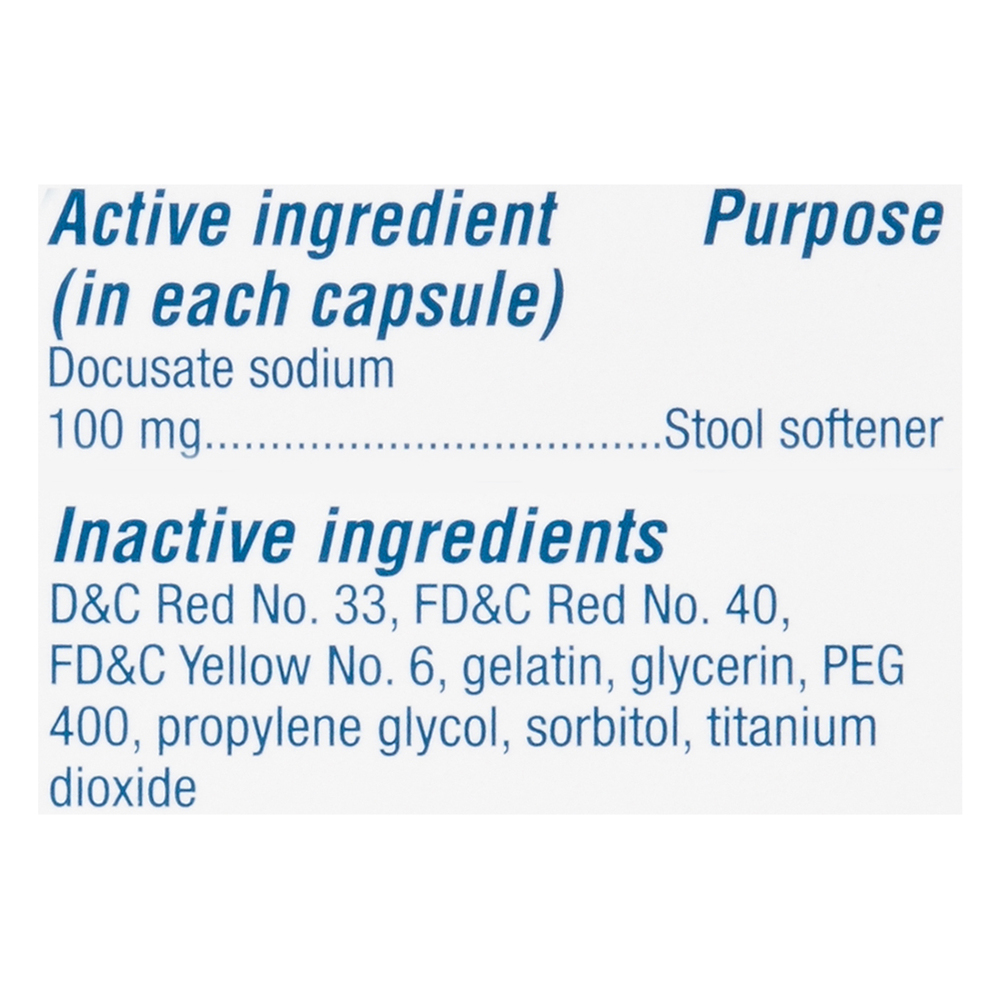 Colace Stool Softener, Regular Strength, 100 mg, Capsules-Ingredients