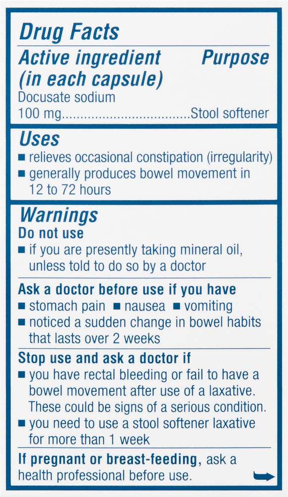 Colace Stool Softener, Regular Strength, 100 mg, Capsules-Planogram-Right