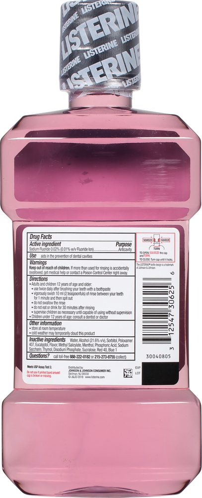 listerine mouthwash ingredients label