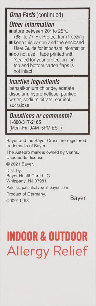 Astepro Nasal Spray, Antihistamine, Full Prescription Strength, Allergy ...