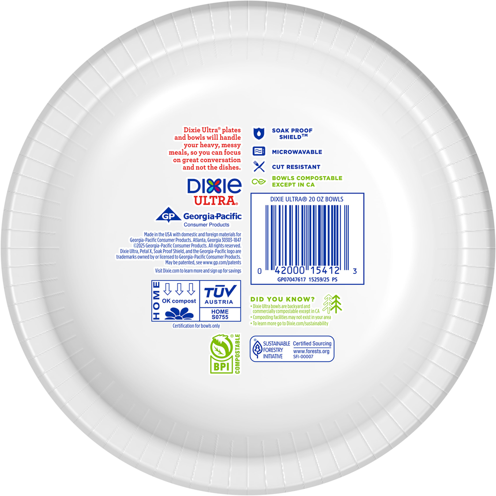 Dixie Ultra Bowls, Ultimate Strength-Planogram-Back