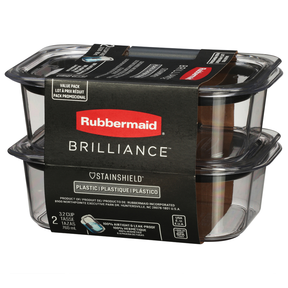 Rubbermaid Brilliance Containers Plastic StainShield 3.2 Cup Value Pack