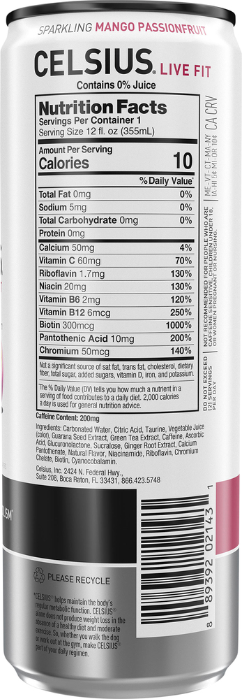 Celsius Live Fit Sparkling Mango Passionfruit Energy Drink-Planogram-Right