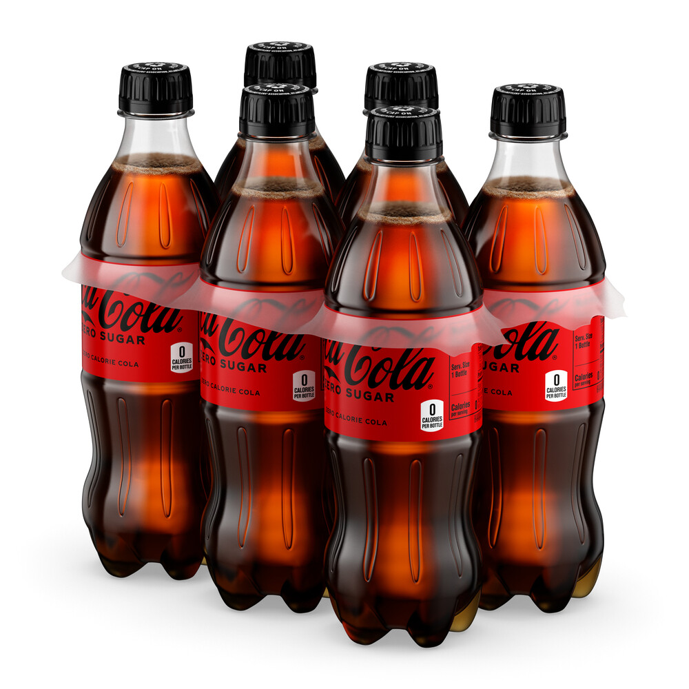 Coca-Cola Cola, Zero Calorie, Zero Sugar, 6 Pack-Front-Right-Elevated