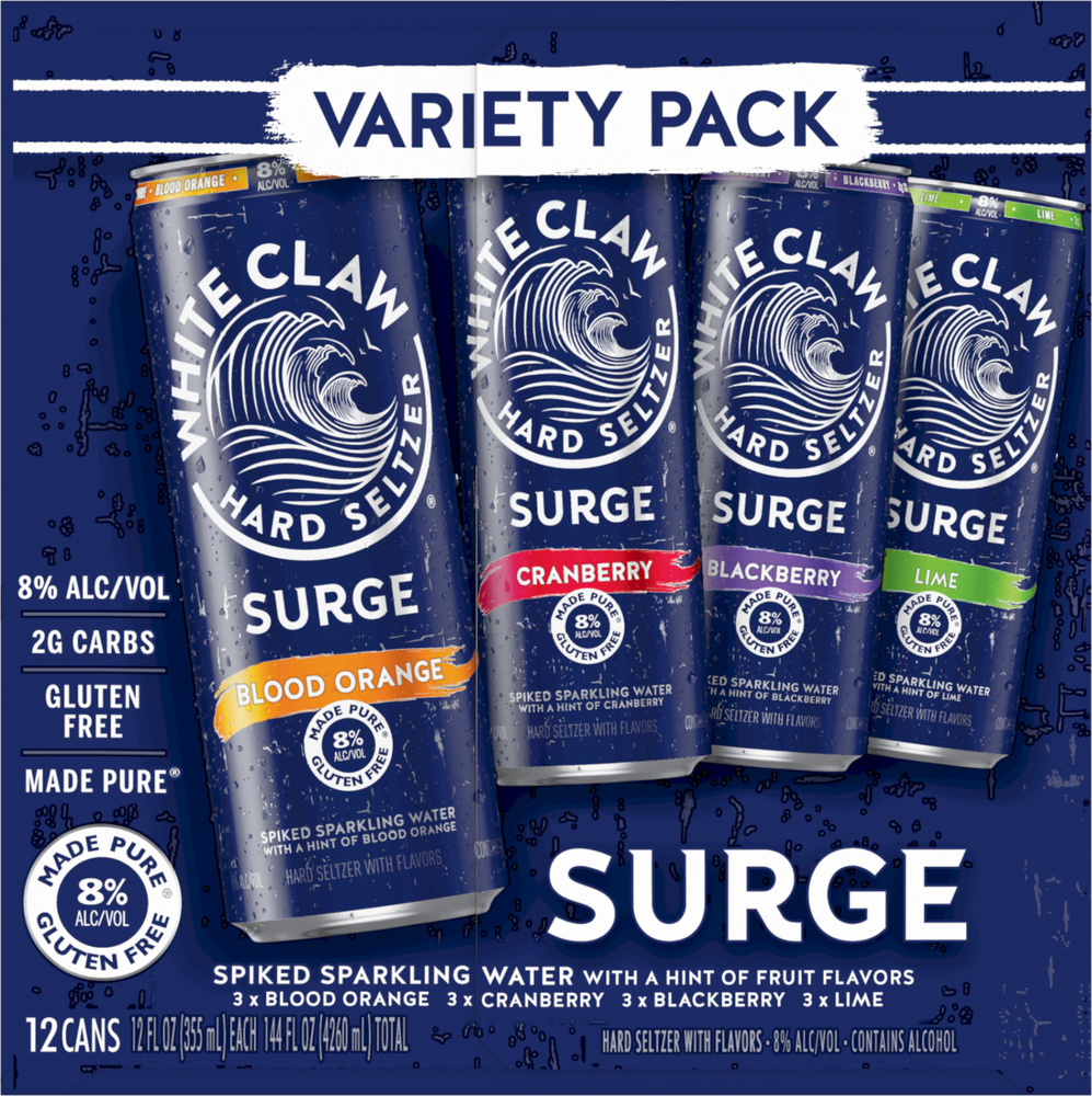 White Claw Hard Seltzer Surge Hard Seltzer, Variety Pack-Planogram-Left