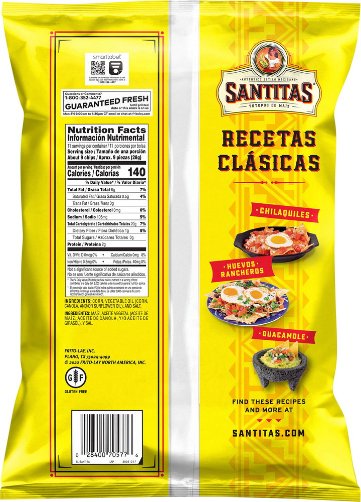 Santitas Tortilla Chips Yellow Corn-Planogram-Back