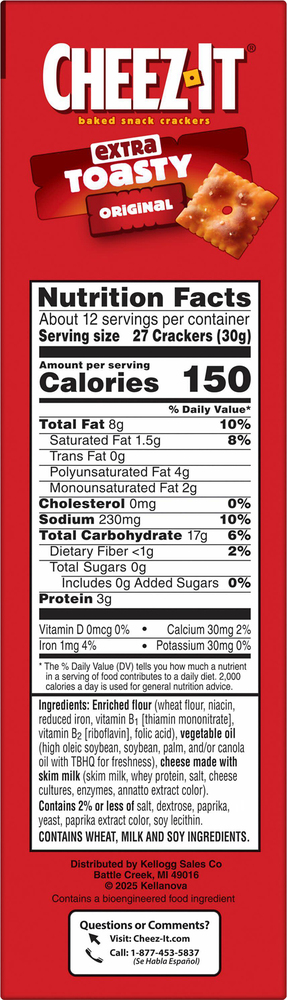 Cheez-It Extra Toasty Original Baked Snack Crackers Pantry Size ...