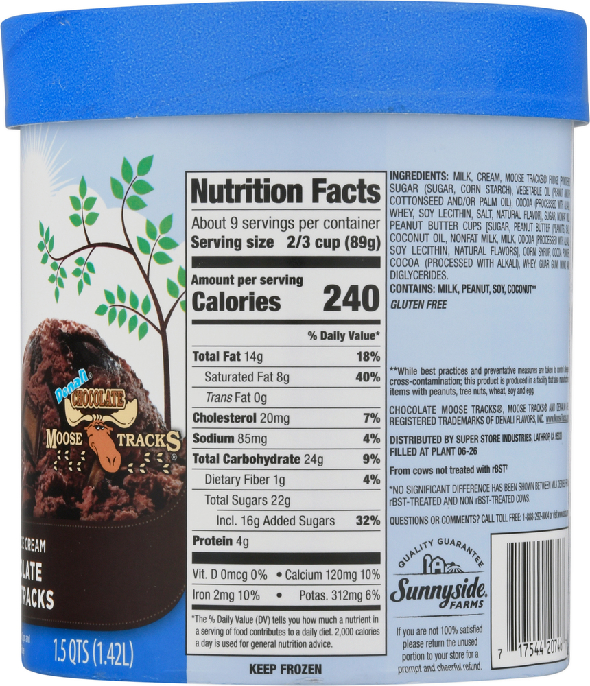 Sunnyside Farms Ice Cream, Premium, Chocolate Moose Tracks-Planogram-Right