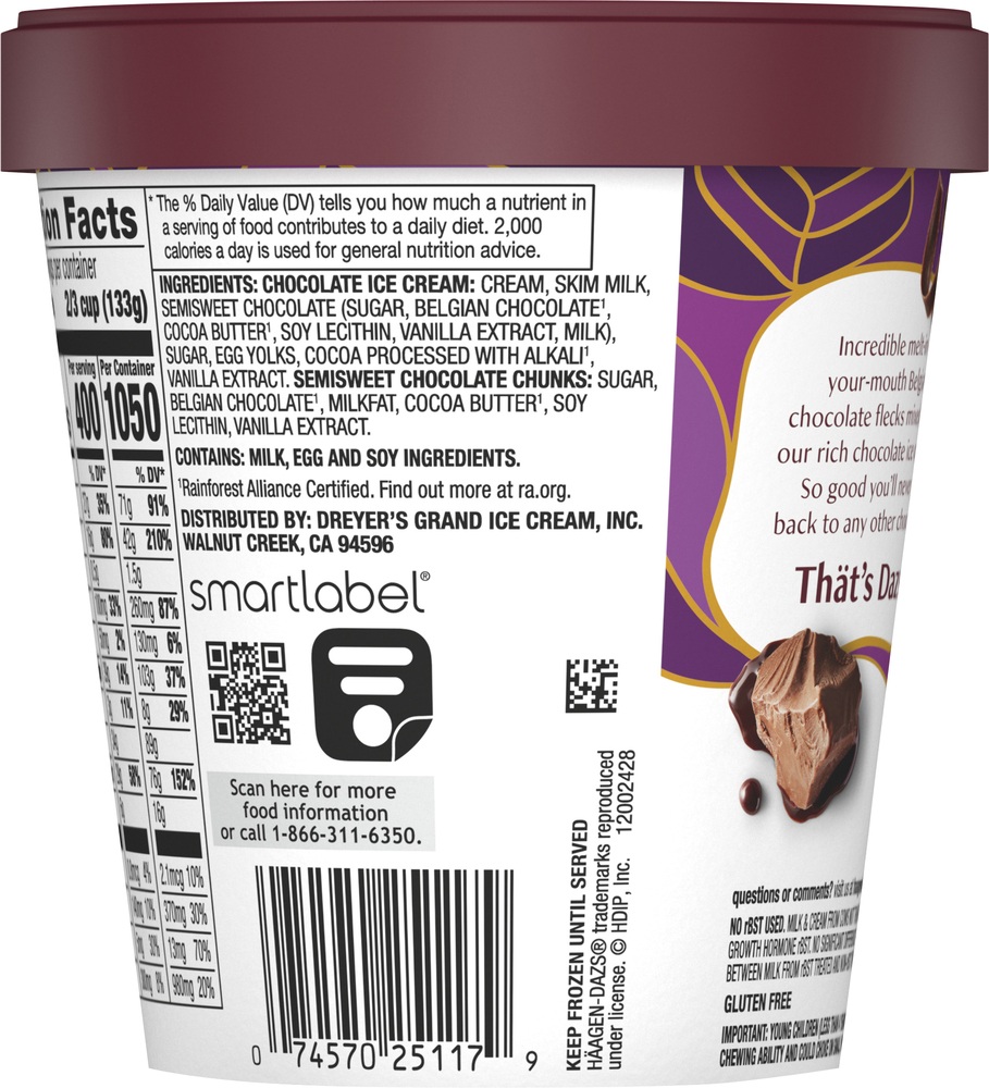 Haagen-Dazs Ice Cream, Belgian Chocolate-Planogram-Back